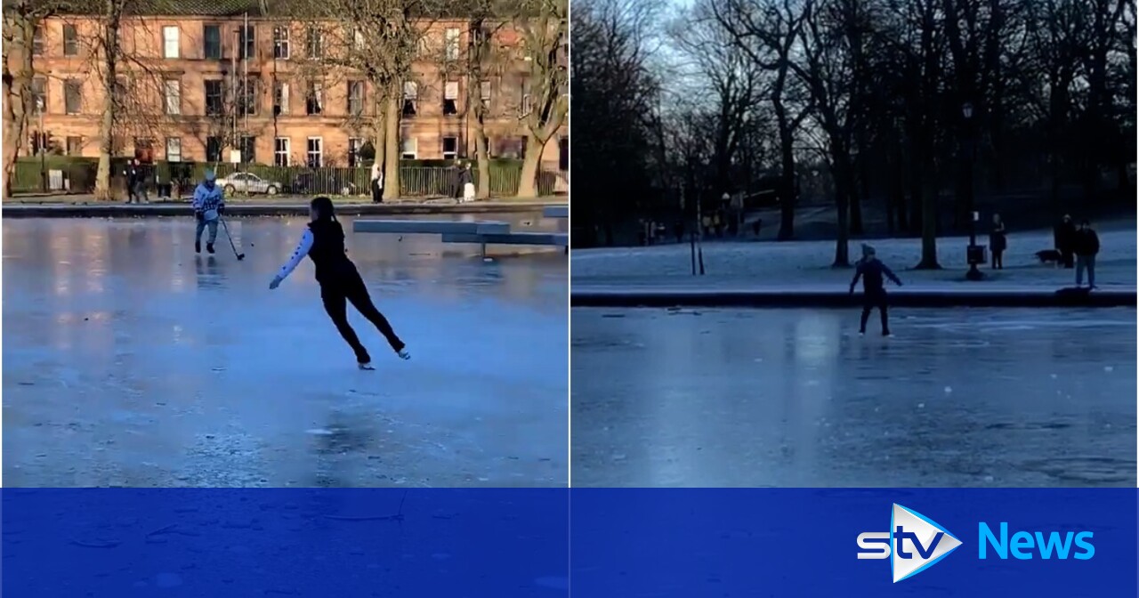 Freeze the day: Ice skaters hit frozen pond to show off skills ...