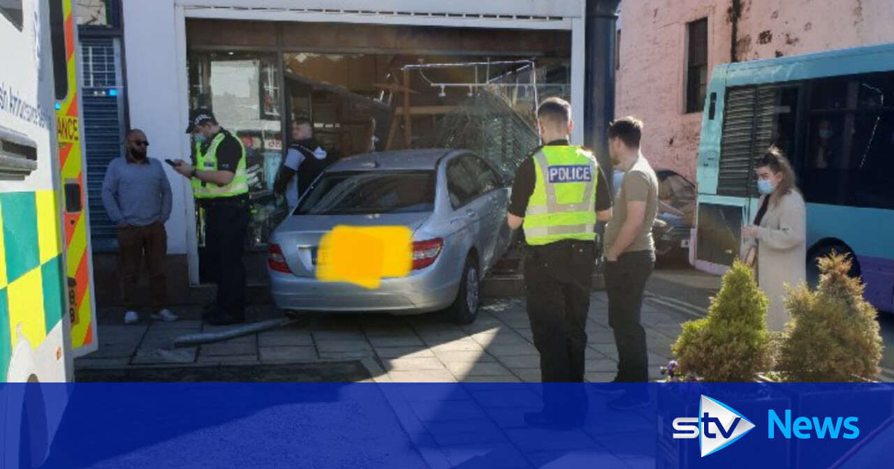 Car crashes through shopfront in town's main street | STV News
