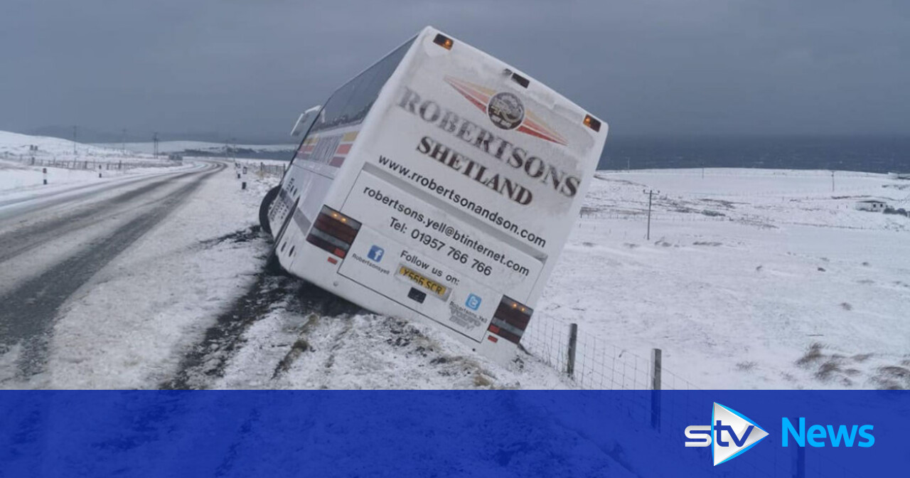 Two buses crash off road as snowy conditions grip north | STV News
