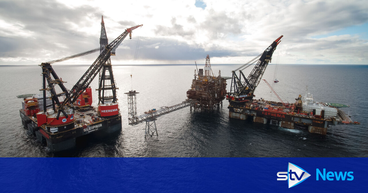 Dismantling of North Sea platform by massive crane ships begins | STV News