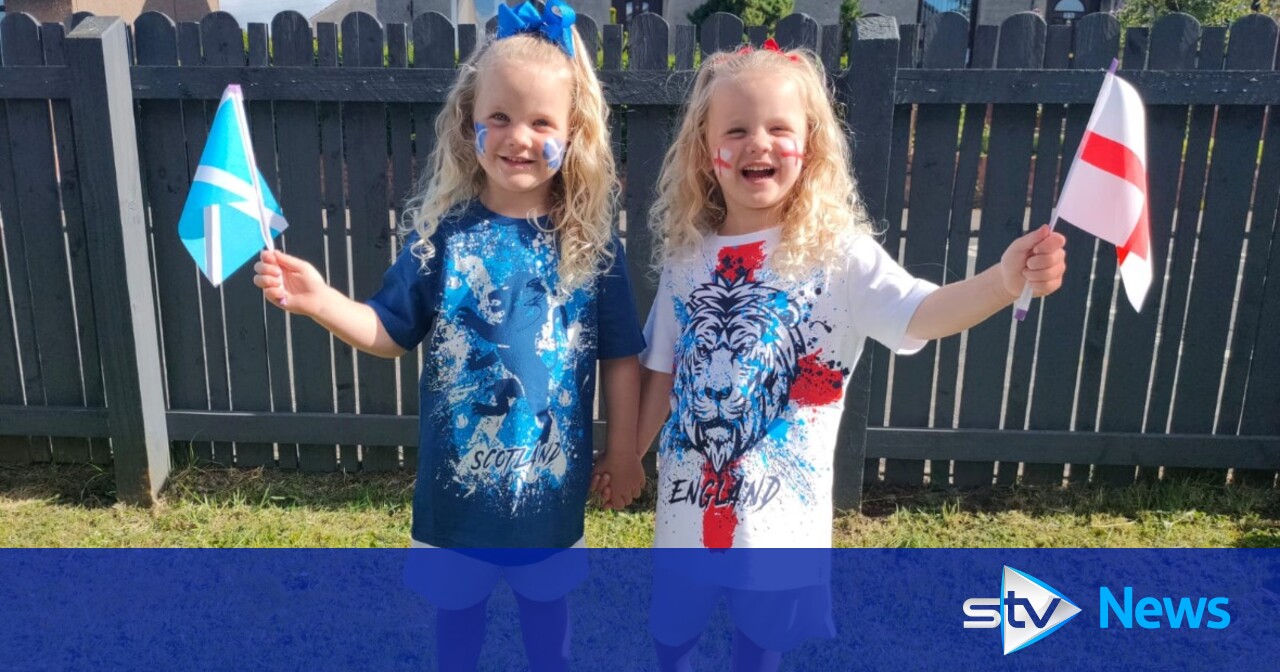 Twins cheer against each other in England v Scotland match | STV News