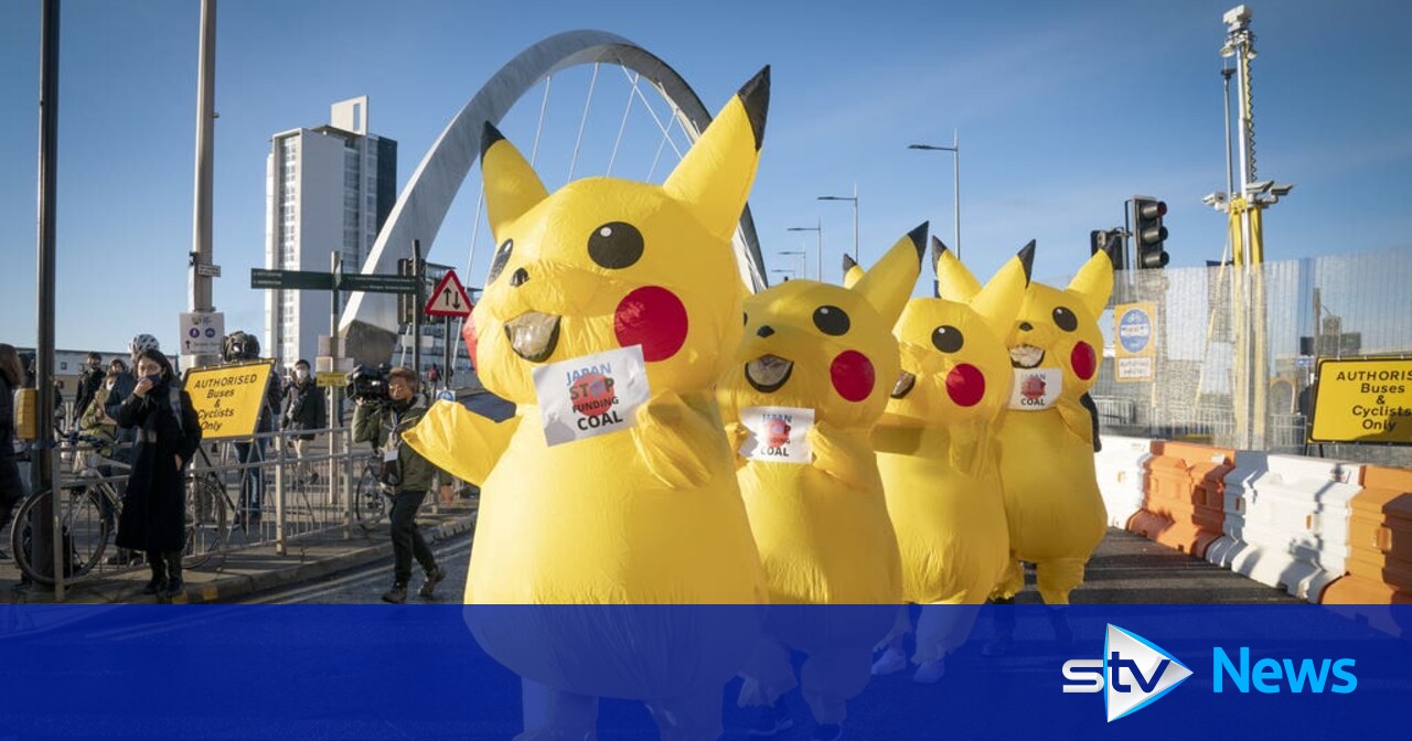 Pikachu protesters demand coal power ends as COP26 protests continue ...