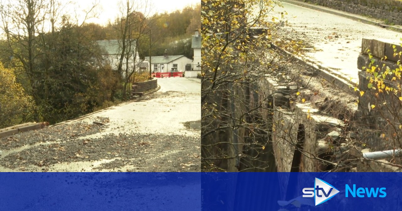 Torrential rain and flooding cause partial collapse of bridge | STV News