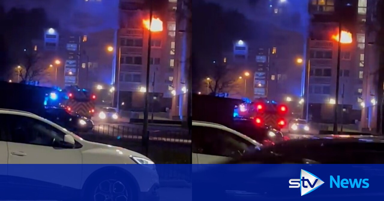 Glasgow flat fire: Man taken to hospital after blaze breaks out on ...