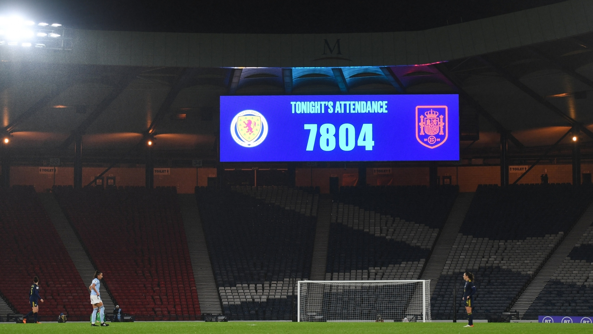 Record crowd sees Scotland impress in defeat to Spain at Hampden Park ...
