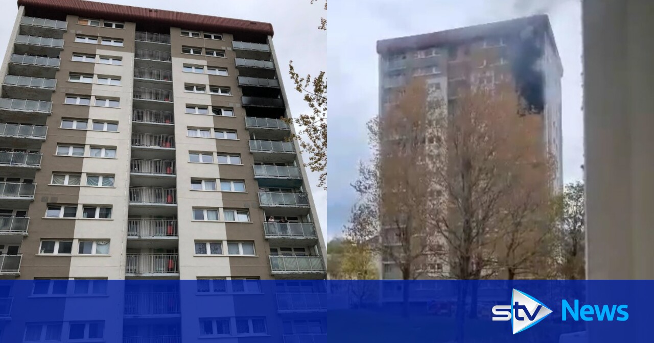 Residents flee homes as fire crews battle tower block blaze in Glasgow ...