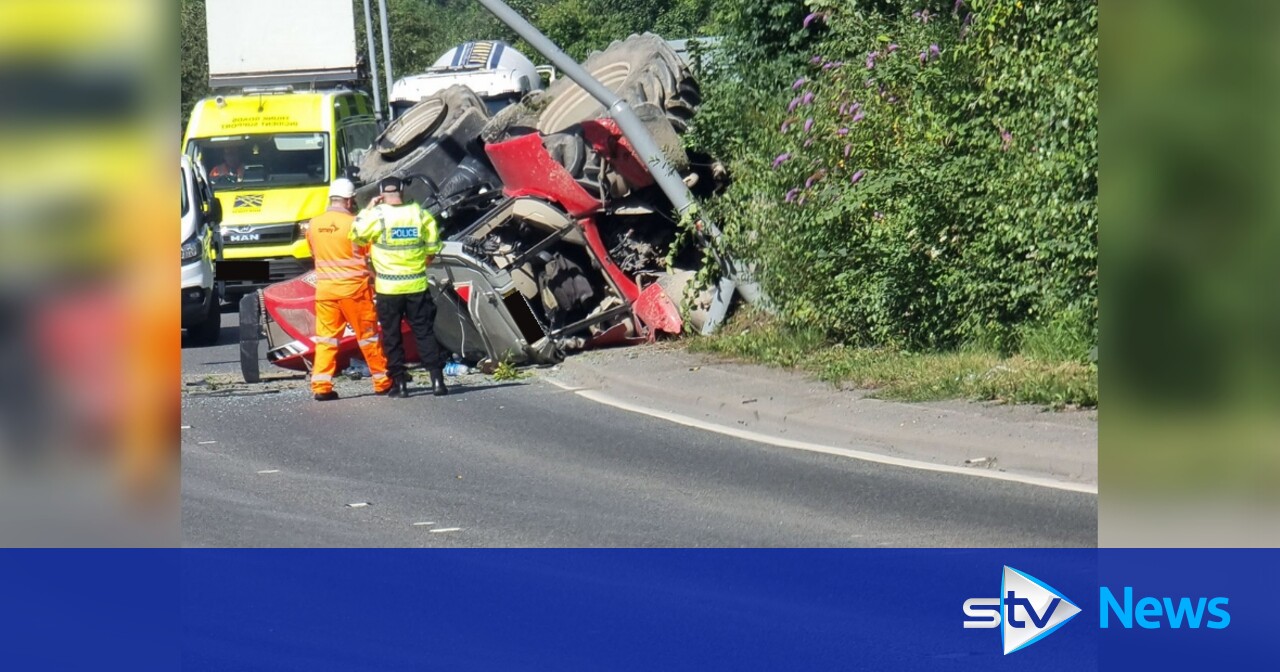 Overturned tractor sparks A82 closure in Dumbarton as driver taken to ...