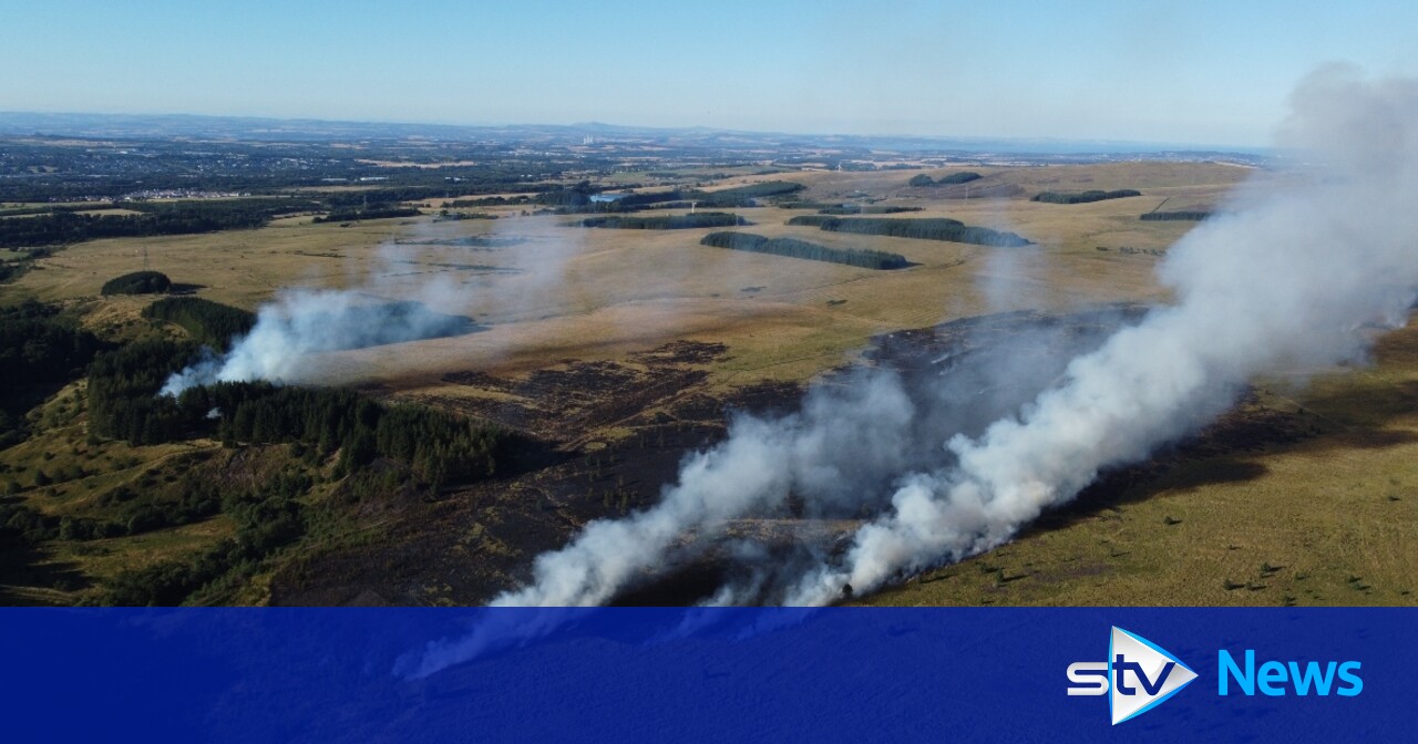 Fire crews tackle huge wildfire in West Lothian near A70 for third day ...