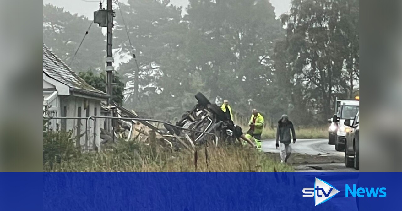 Car lands on its roof in single-vehicle crash on A93 near Aboyne in ...