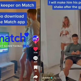 Match.com TikTok ad showing woman doing domestic chores for partner ...