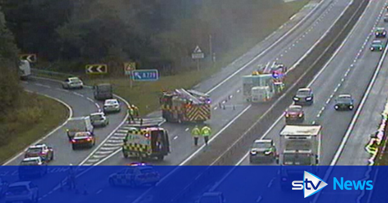 M8 westbound affected by three-vehicle crash as crews rush to scene of collision near Bathgate ...