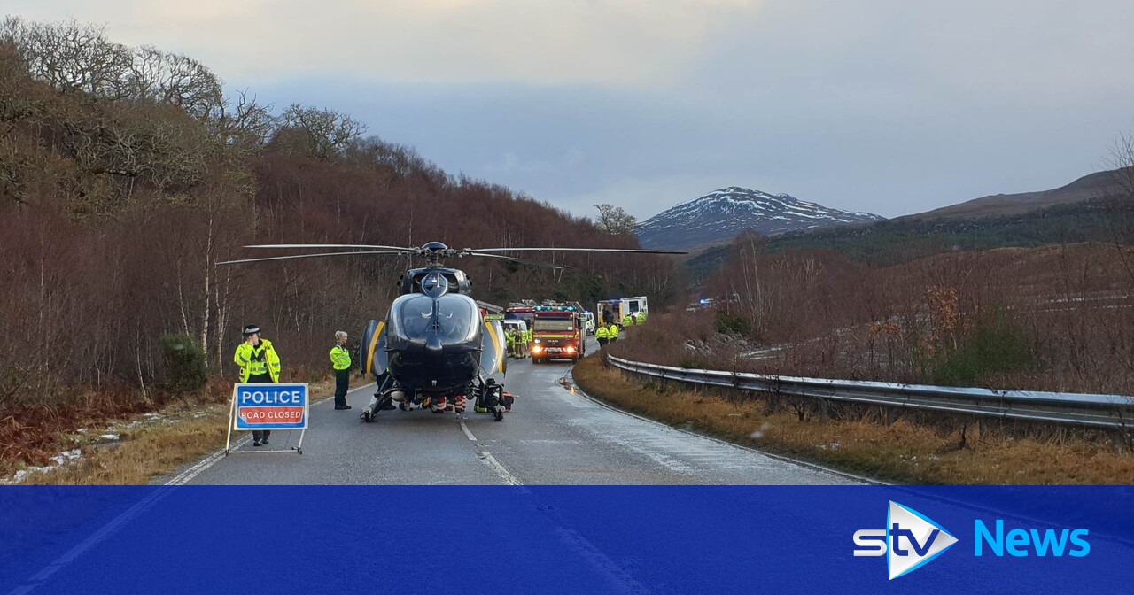 Woman airlifted to hospital after two cars 'leave road' in Highland ...