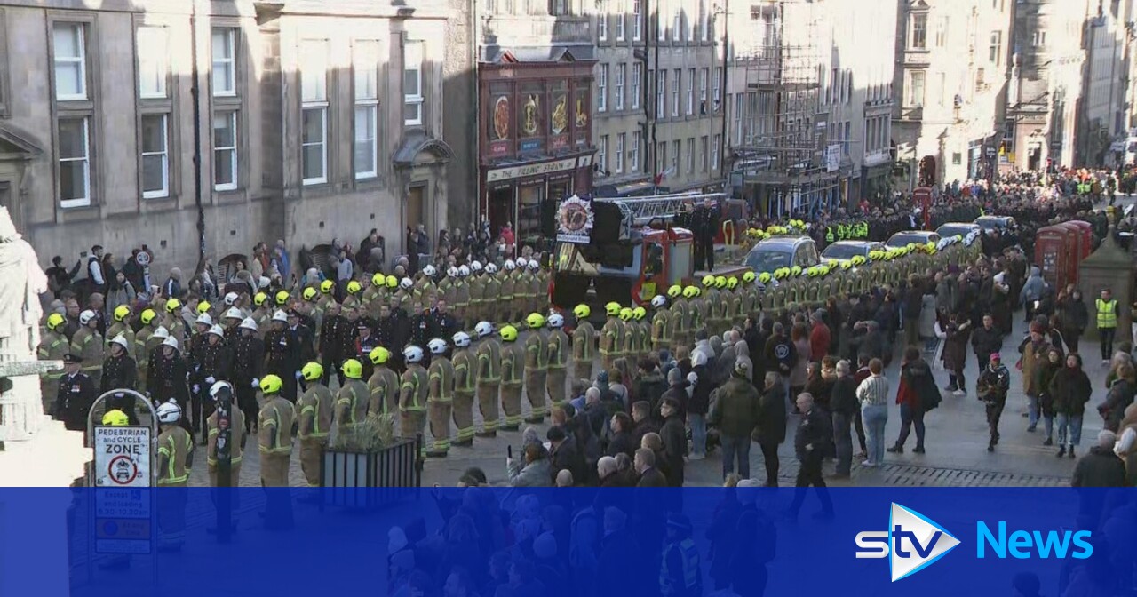 Crowds gather at Royal Mile in Edinburgh for funeral of firefighter ...