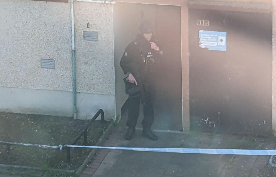 Armed police with machine guns and bulletproof vests raid flat block in ...