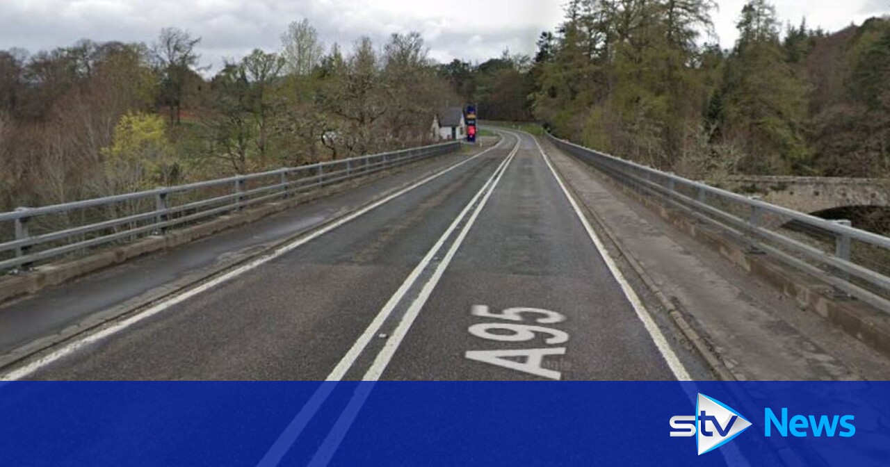 Two in hospital after crash between lorry and bus on A95 as road closed ...