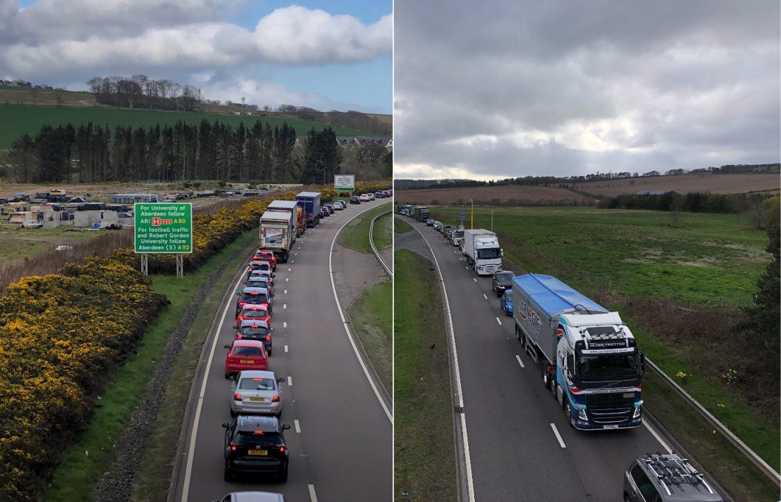 Traffic at standstill as crash on A92 at Bridge of Muchalls between bus and lorry closes road ...
