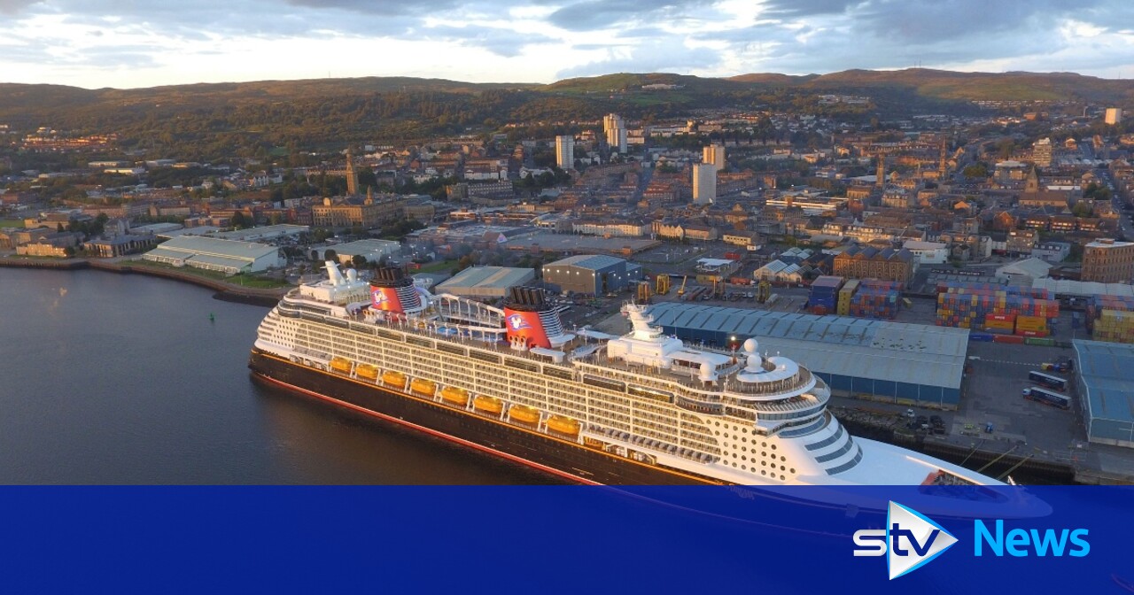 Giant Disney cruise ship docks at Greenock Ocean Terminal as part of ...