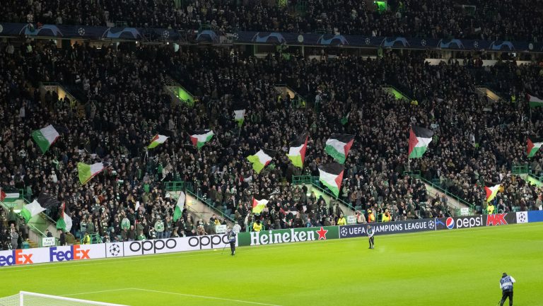 Celtic support defies club with Palestine flags at Champions League ...