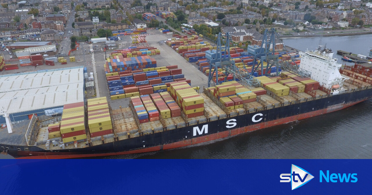 Biggest container ship 'breaks record' by docking in Scotland at ...
