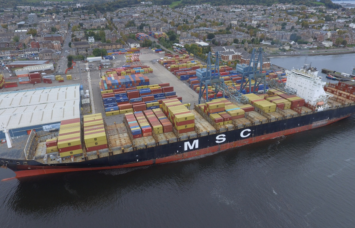 Biggest container ship 'breaks record' by docking in Scotland at ...