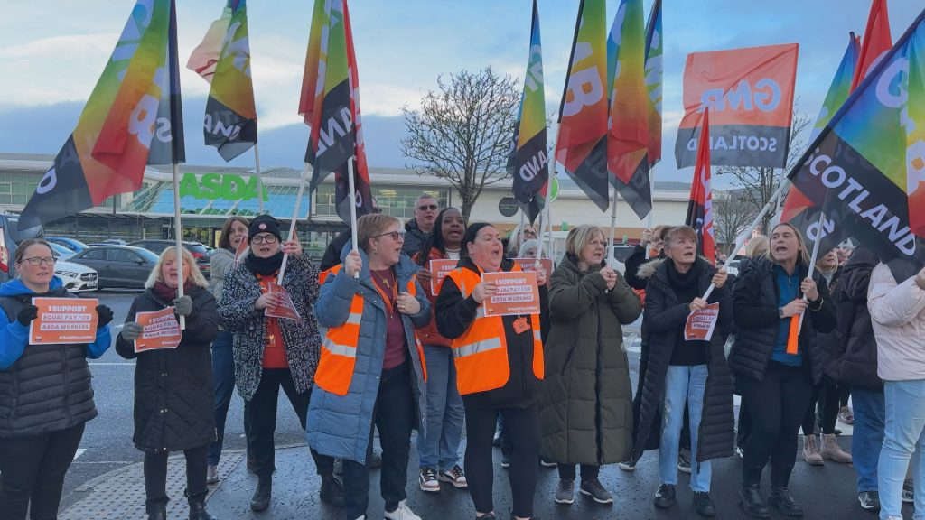 Asda equal pay protest at Glasgow supermarket as union takes aim at ...