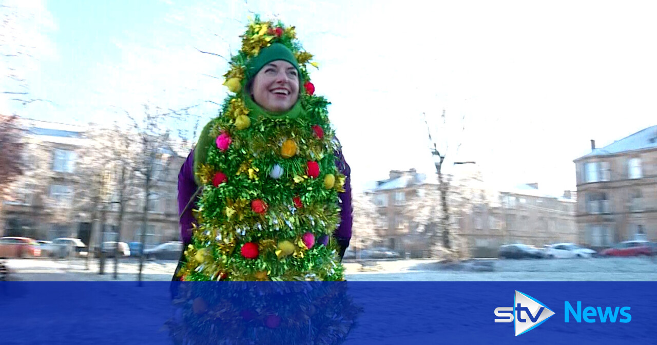Dancing Christmas tree Kate Deeming to hang up tinsel after fundraising ...