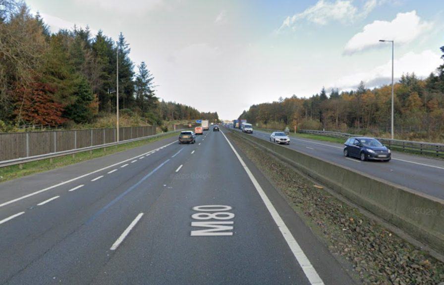 Two teens injured following one-vehicle crash on M80 near Cumbernauld ...