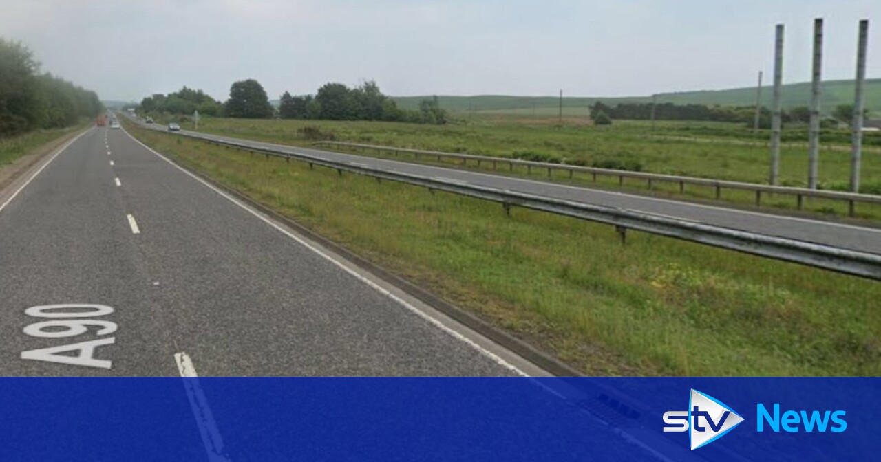 A90 closed in both directions after car and HGV collision near ...