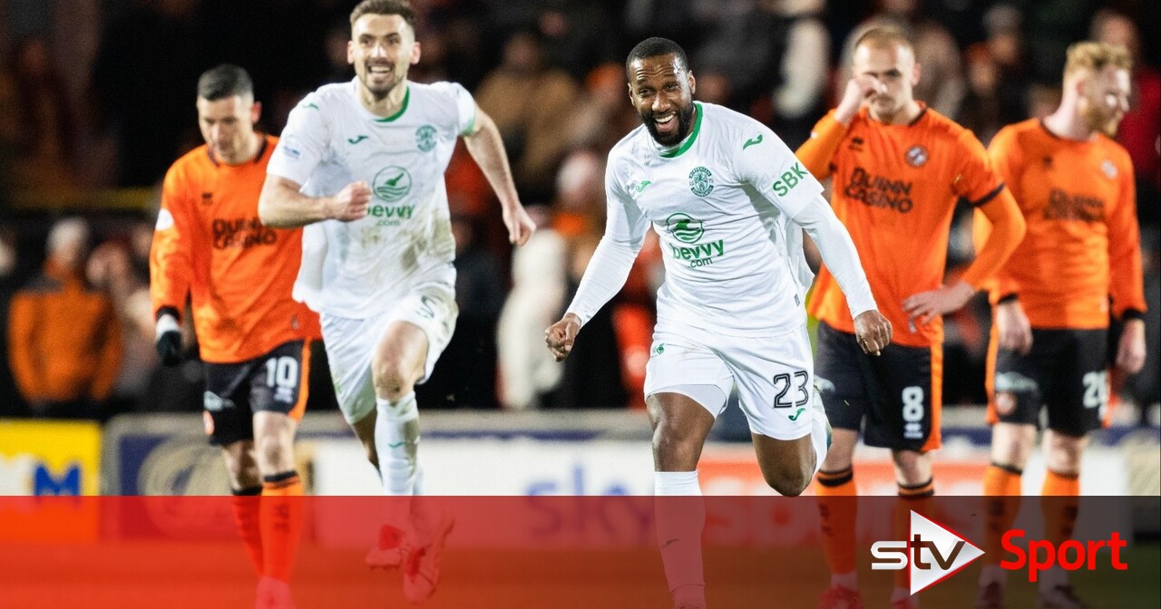 Hibernian score two late goals to win at Dundee United and move up to ...