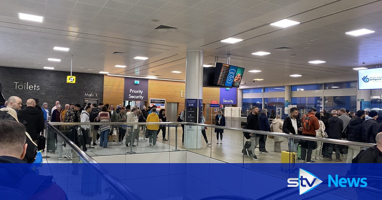 Passengers face long security queue at Glasgow Airport after 'system ...