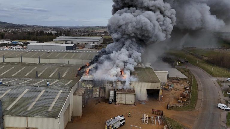 Man in hospital after blaze breaks out at Aberdeenshire business park ...