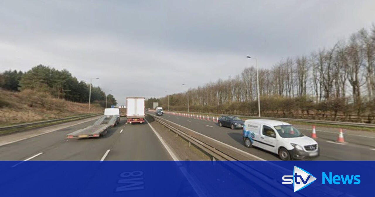 M8 clear after two-vehicle crash blocked carriageway in West Lothian ...