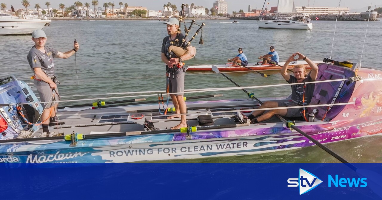 Brothers aiming to break Pacific rowing record depart with haggis for ...