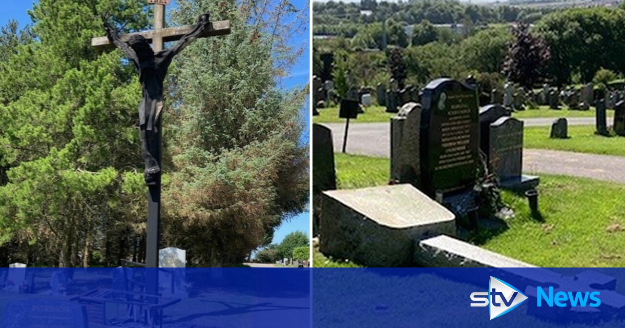 Crucifix set alight and headstones demolished in 'senseless' Barrhead ...