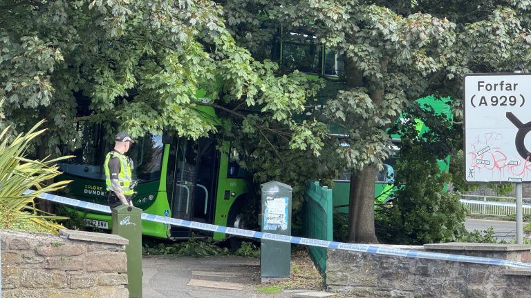 Driver and passenger injured after Xplore Dundee bus crashes off road ...