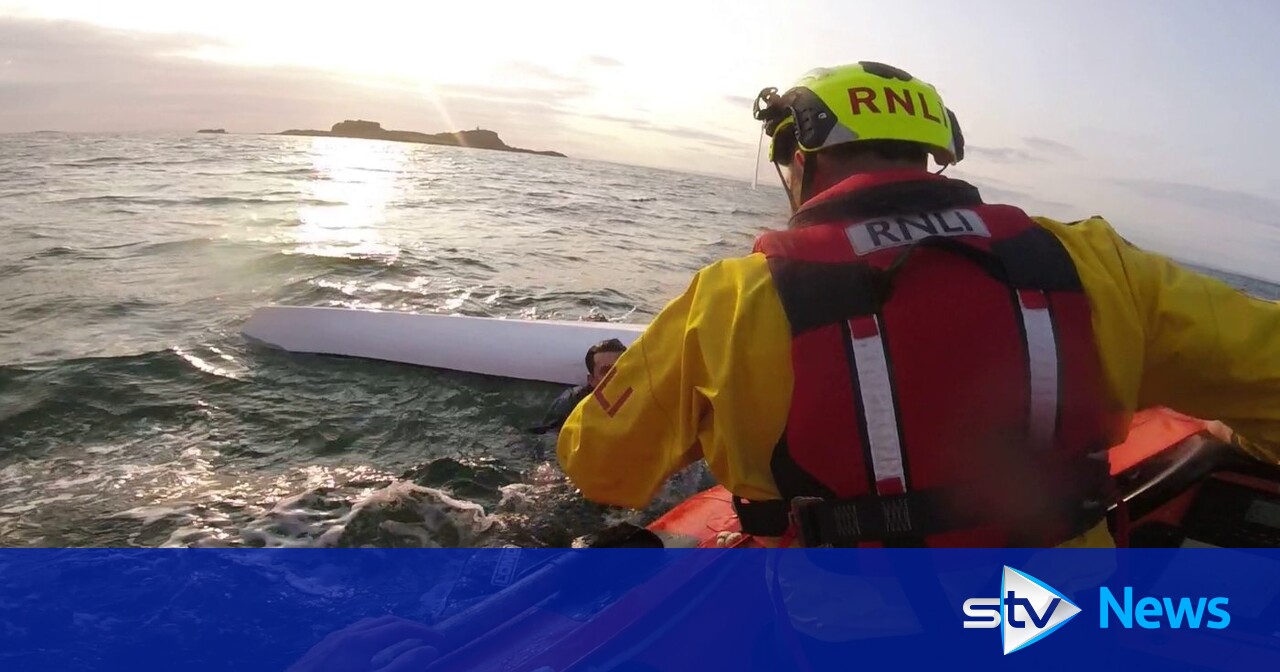 Capsized kayaker rescued by North Berwick RNLI after clinging to hull ...