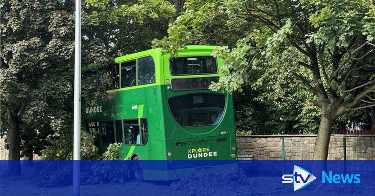 Driver and passenger injured after Xplore Dundee bus crashes off road ...