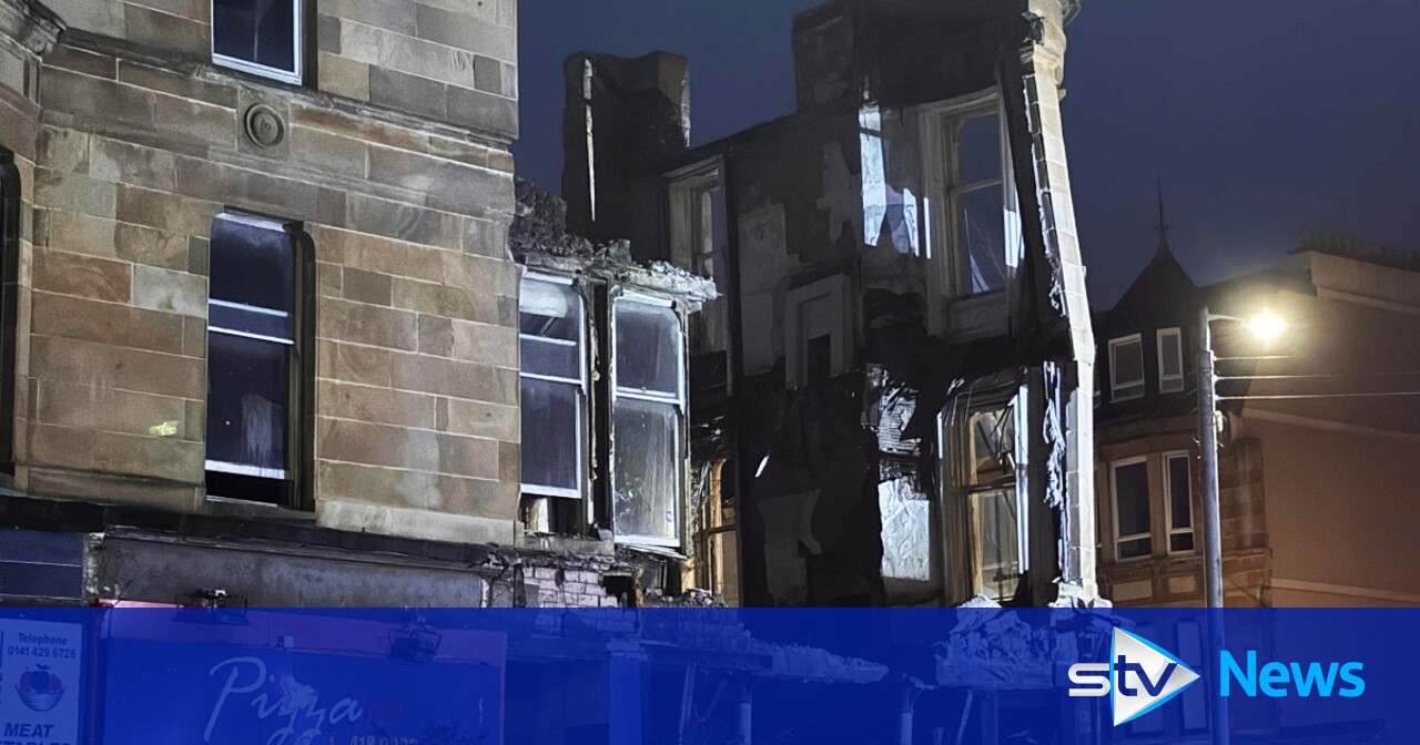 Fire-damaged tenement collapses in Glasgow with homes evacuated | STV News