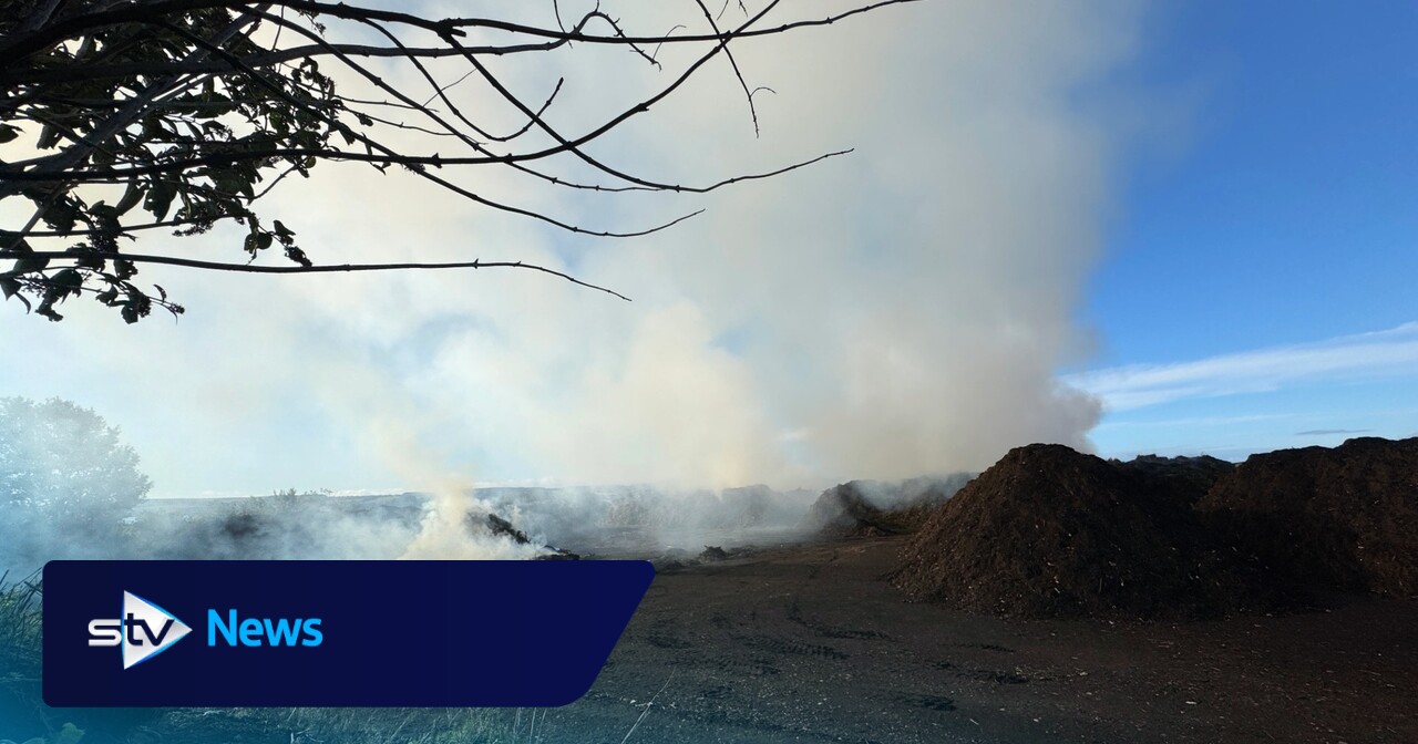 Fire crews tackling 'large blaze' within recycling centre near Dundee ...