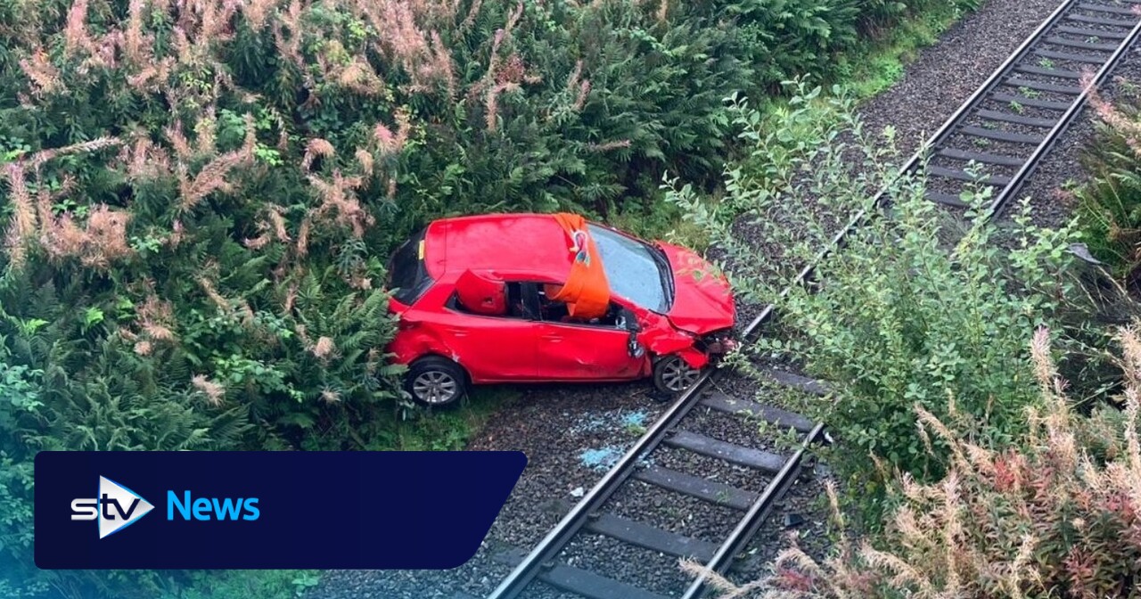 Car crashes onto railway line between Dunkeld and Perth causing major ...