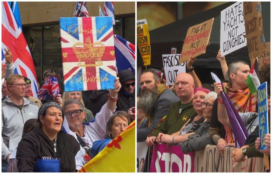Hundreds of pro and anti-immigration protesters gather in Glasgow | STV ...