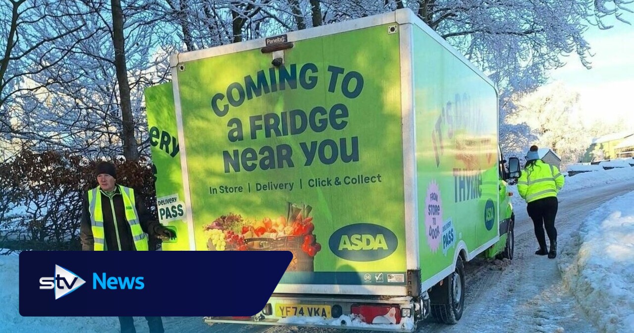 Asda home shopping drivers deliver free food to snow trapped ...