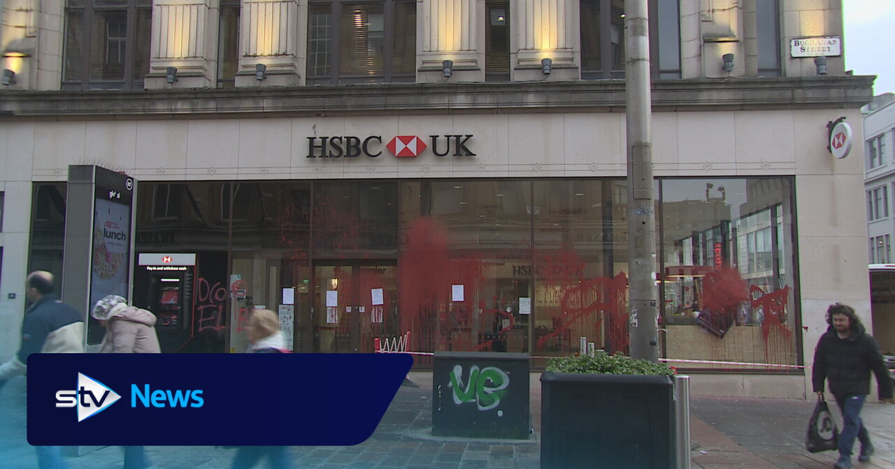 HSBC building in Glasgow vandalised for second time in two weeks as ...