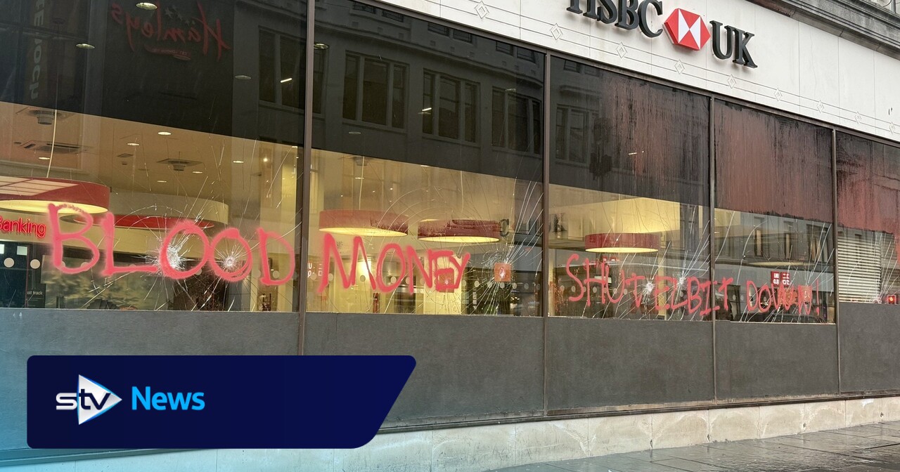 Investigation launched after windows smashed and paint thrown at HSBC ...