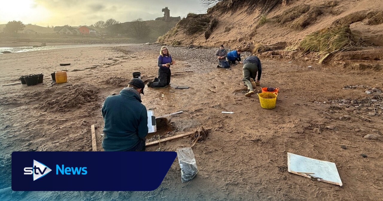 Storm reveals 2,000-year-old footprints on Angus beach before sea ...