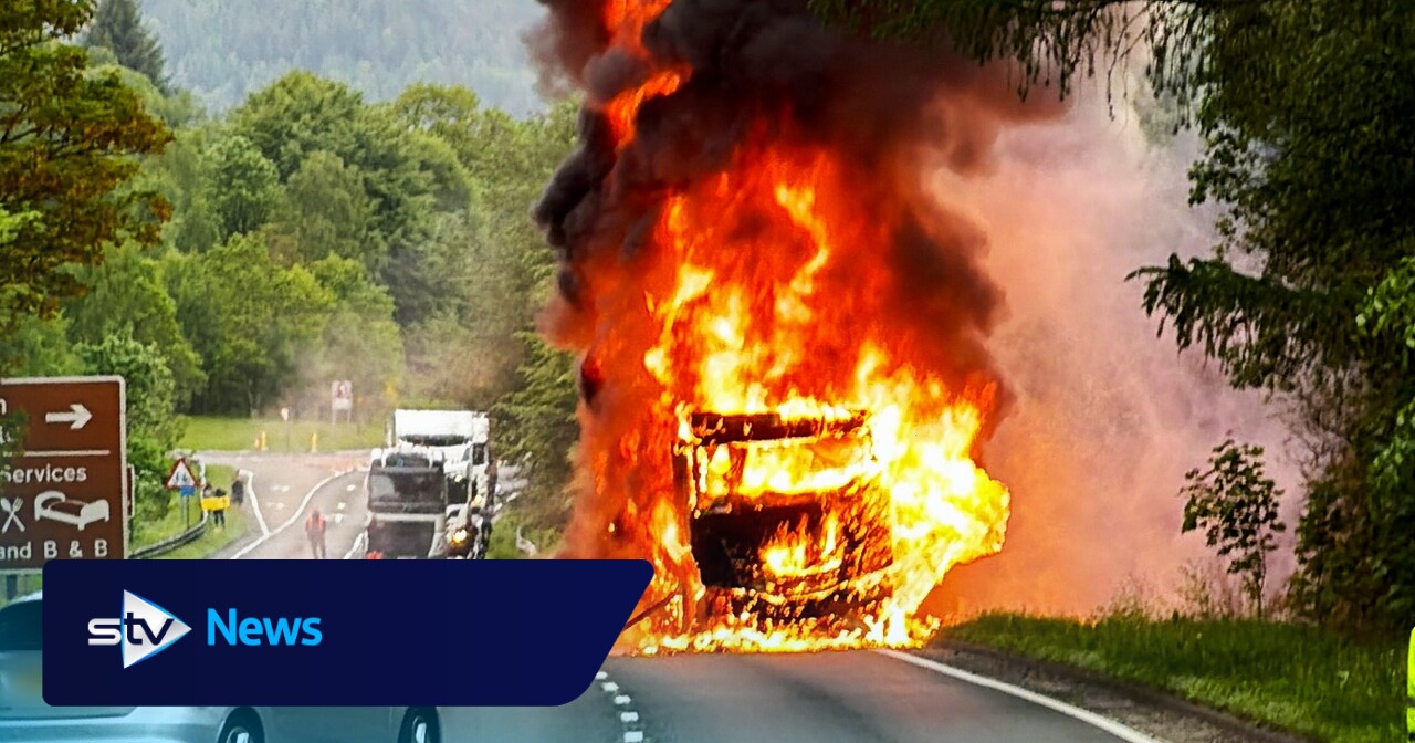 A9 closed near Dunkeld after lorry engulfed by fire | STV News
