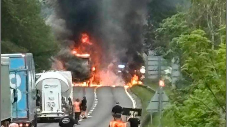 A9 closed after lorry 'bursts into flames' as firefighters tackle blaze ...